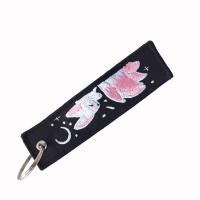 China Fox Fashion Trinkets Double Sided Embroidered Key Chain Metal Ring Key Chain Motorcycle Key Chain Accessories for sale