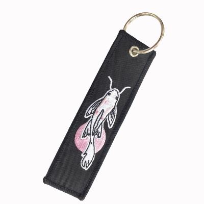 China Fish And Flower Double Sided Embroidery Keychain Metal Ring Keychain Fashion Trinket Accessories for sale