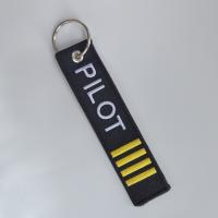 China PILOT Aviator Keychain Gift Letter Double Sided Embroidered Metal Keychain Accessory for sale