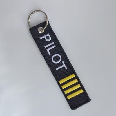 China PILOT Aviator Keychain Gift Letter Double Sided Embroidered Metal Keychain Accessory for sale