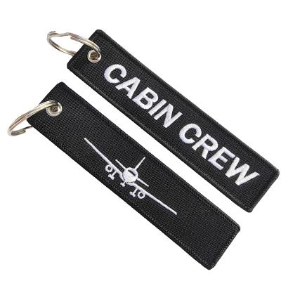 China Cabin Crew White Keychain Fashion Trinket Aviation Gift Accessories Airplane Embroidery Keychain Flett Crewe Keychains for sale