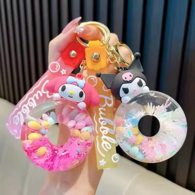 China Donut Liquid Quicksand Keychain Kuromi Melody Kitty Cinnamoroll Kawaii for sale