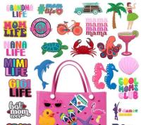 China Beach Bag Toys Keychain Multicolor PVC Soft Rubber Bogg Bag Charms for sale