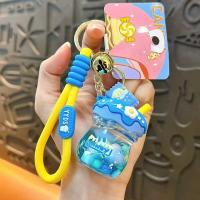 China Creative Liquid Quicksand Keychain Strawberry Jar Spiral Rope Lanyard for sale