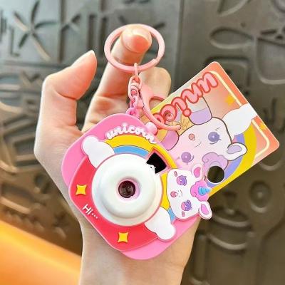 China Cartoon Plastic Mini Toy Camera Keychain Promotion Gifts Custom Flashlight Keychain for sale