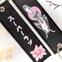 China Personalized Keychain Double Sided Embroidery Label Anime Design Namel Tag Custom Embroidery Keychain Anime Embroidered KeyChain for sale