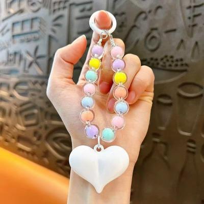 China Flower Beaded Phone Chain Strap Anti Slip Mobile Phone Charm Strap for sale