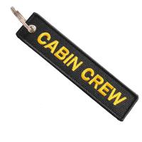 China Custom Cabin Crew Keychain - Black/Yellow Embroidery with Plane Design, Durable Polyester Webbing, Corporate Promo Gift for sale