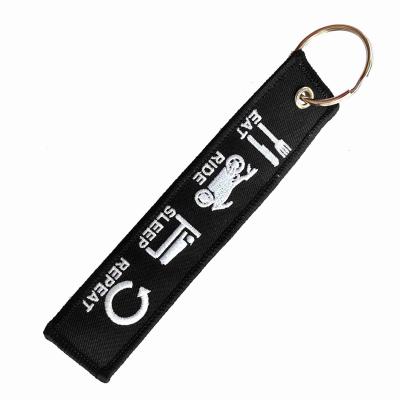 China 3-Pack Embroidered Cycling Keychains - Motivational 'Eat Ride Sleep' Design + Motorcycle Accessories/Outdoor Gear + Durable Fabric & Metal Rings + Gift-Ready Bundle for sale