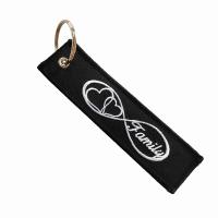 China Eternal Family Keychain Gift - White Embroidery Heart Symbol & Metal Ring Fabric Keychain for sale