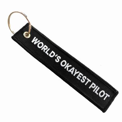 China Custom Embroidered Pilot Keychain - Durable Polyester Travel Gift with Metal Ring | Colorfast Threads & Water-Resistant Design for sale