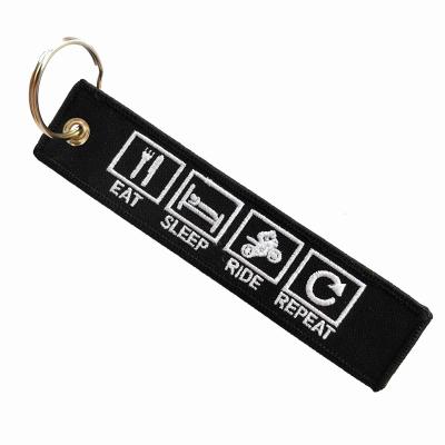 China Rider's Gift Keychain - EAT SLEEP RIDE REPEAT Embroidery / Fade-Proof Threads & Water-Resistant Fabric​ for sale