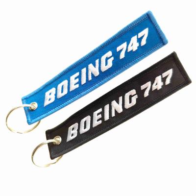 China Boeing 747 Embroidered Keychain Gift | 3D Aviation Text & OEKO-TEX® Fabric | Multi-Color Custom Design for sale