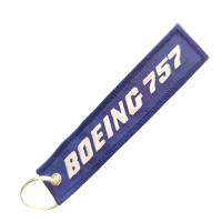 China Custom Boeing 757 Embroidered Keychain - Personalized Dye Fabric Keyring with 3D Embroidery, Durable Metal Keychain for Gifts for sale