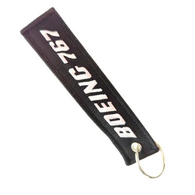 China Boeing 767 Aviation Keychain Gift | Black-White 3D Embroidery | Laser Engraved Metal Ring​ for sale
