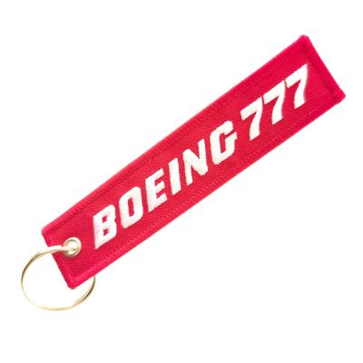 China ​Aviation Enthusiast Gift - BOEING 777 Embroidered Tag with Gold-Plated Key Ring for sale