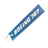 China Boeing 787 Aviation Keychain Gift | Deep Blue & Brass Ring | Machine-Washable Embroidery​ for sale