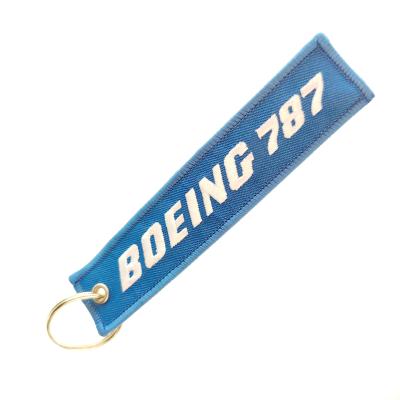 China Boeing 787 Aviation Keychain Gift | Deep Blue & Brass Ring | Machine-Washable Embroidery​ for sale