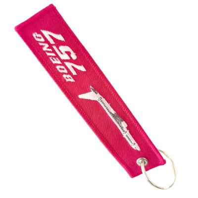 China Vivid Boeing 757 Dual-Face Keychain – High-Contrast Embroidery & Zinc Alloy Hook for Travel Essentials for sale