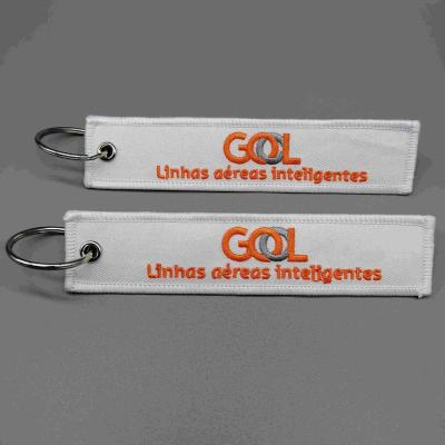 China Brazilian Airline Custom Embroidered Keyring White Orange High Strength for sale