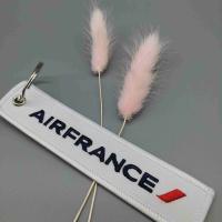 China AIRFRANCE Cotton Custom Embroidered Keychain Reversible Mirror Finish Custom Aviation Keychain for sale