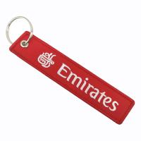 China Red White Aviation Tag Keychain Customizable Double Embroidery Promotional Gift for sale