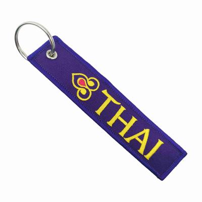 China Luxury Custom Embroidered Keychain Travel Accessory Embroidered Name Keychain for sale