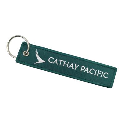 China Branded Corporate Custom Embroidered Keyring Eco Friendly Metal Ring Polyester for sale