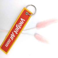China VietJet Air Custom Embroidered Key Tags High Precision Rustproof Zinc Alloy Ring for sale