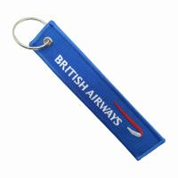 China BRITISH AIRWAYS Custom Embroidered Keychain Scratch Resistant Fabric Custom Patch Keychain for sale