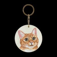 China Realistic Ginger Cat Keychain - Hand-Embroidered Fur Details + Rust-Proof Ring + Purrfect Gift for Cat Lover for sale