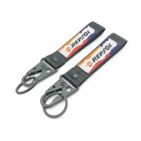 China REPSOL-Style Woven Lanyard Keychain - Vibrant Jacquard Logo & Anti-Slip Hardware - Ready-to-Gift Packaging for sale
