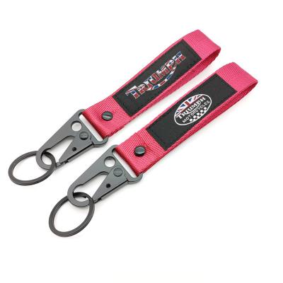 China ​​Custom Union Jack Rider Strap - Rebellious Pink Weave + Rivet-Reinforced Edges - Wear Your British Boldness​ for sale