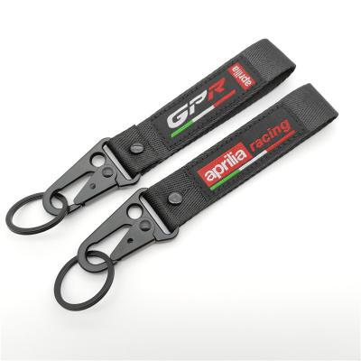 China Customizable Aprilia Racing Keychain - Durable Textile Strap with Reinforced Metal Hook for Motorcycle Enthusiasts for sale