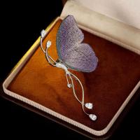 China Customizable Butterfly Brooch Lavender Gradient Wings Silver Vine Elegance a Beautiful Addition to Your Vintage Collection for sale