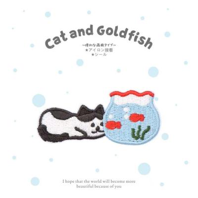China Custom Design Zen Cat Watches Fish Patch for Mindful Decor on Bags Hats Eco-Friendly Gifts for sale