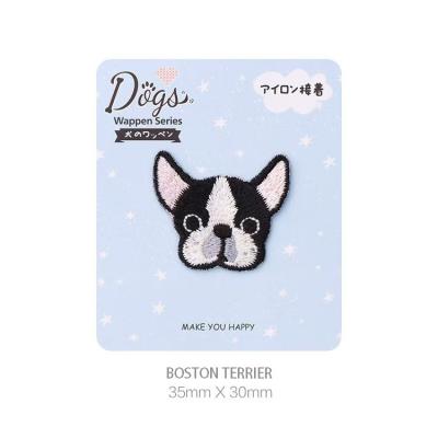 China Playful Frenchie Iron-On Patch Custom Pet Lover Gift Velvety Embroidery for Clothing and Bags for sale