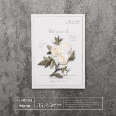 China Custom White Rose Iron-On Clothing Patch – Reusable, Eco-Friendly & Instant Style Upgrade​ for sale