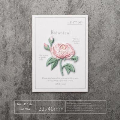 China Washable Luxury Rose Iron-On Patches Velvety Petal Texture Timeless Romance Customization Options for sale