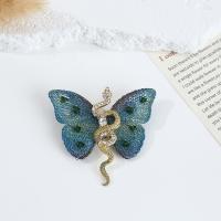 China Metallic Butterfly & Serpin Brooch - Handcrafted Blue Gradient Design with Personalization Options for sale