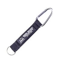 China IRON RIVER Custom Carabiner Keychain Durable Metal Hook Black Fabric Strap with Bamboo Fiber Adventure-Ready Phone Hook for sale