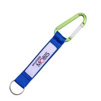 China Logo Customized Carabiner Keychain Bright Blue Strap Lime Green Hook Durable Outdoor Daily Clip for sale