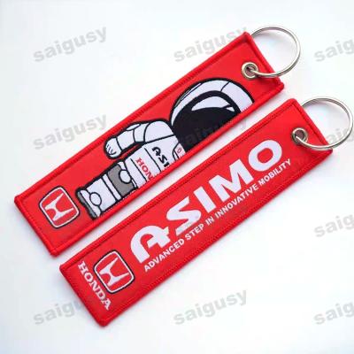 China ASIMO Robot Custom Car Keychain - Honda Embroidery Art & Sporty Metal Rings - Upload Any Pattern! for sale