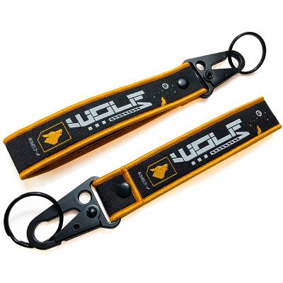 China Keychain Carabiner Woven Jet Tag Fabric Embroidered Brand Customized Promotional Gifts Customized Key Tag for sale
