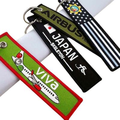 China Custom Double-sided Embroidered Keychain with Metal Key Ring and Hand Washable Fabric for Promotional Gifts for sale