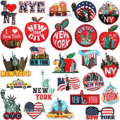 China High Quality Heat Press America NEW YORK Embroidered Patches for Bag, Can Be Ironed on and Decorative Embroidery Badges for sale