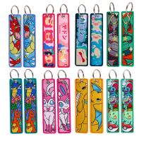 China Classic Japanese Comic Pocket Monster Embroidery Woven Jet Tags Ring Pokémon Anime Lanyard Fabric Keychain Key Tags for sale