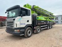 China 2014 Year Scania 5 Axle 63 M Second Hand Concrete Pump Truck Ideal for Grey Construction Projects for sale