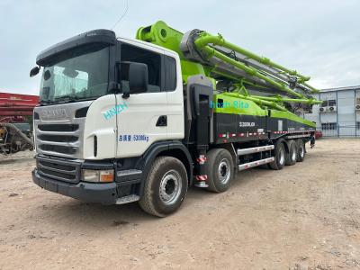 China 2014 Year Scania 5 Axle 63 M Second Hand Concrete Pump Truck Ideal for Grey Construction Projects for sale