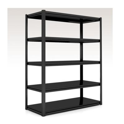 China 5-tier Black Metal Steel Retail Shelving Unit for Living Room Display and Storage for sale